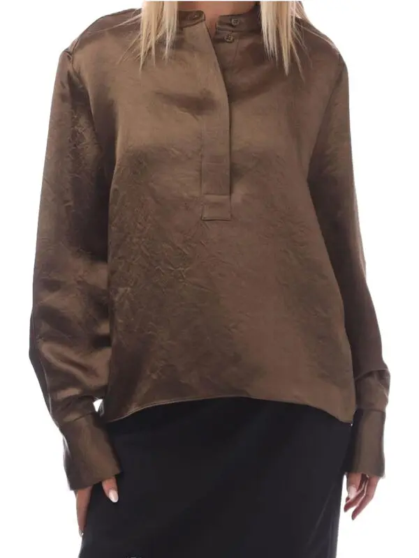 Hugo Boss Lustrous Longsleeve Top - Brown