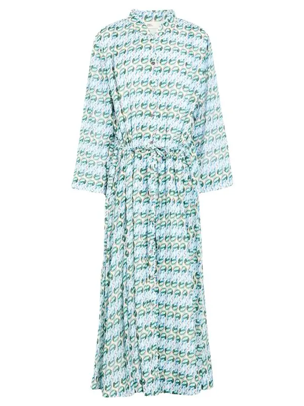 Tory Burch Printed Long Sleeve Shirt Dress - Blue