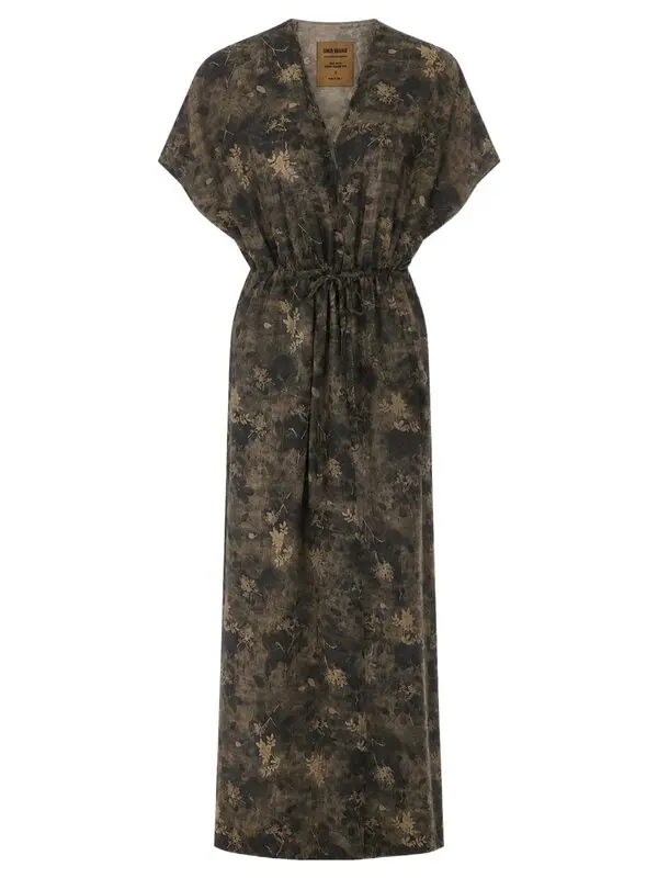 UMA WANG V-neck Printed Maxi Dress - No