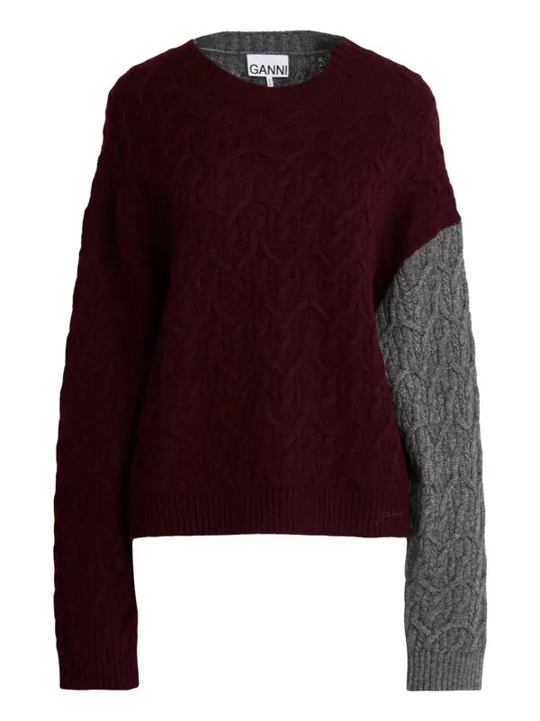 GANNI Two-tone Knit Long-sleeve Top - Brown