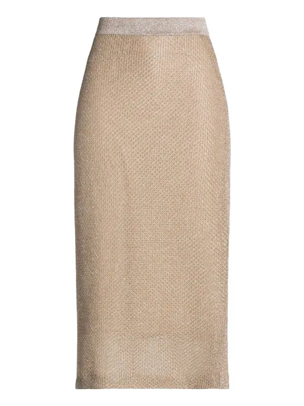 Tory Burch High Waist Metallic A-line Skirt - Nude