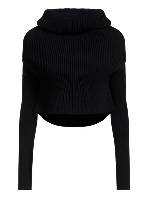 Rick Owens Cropped Turtleneck Sweater - Black
