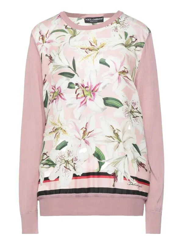 Dolce & Gabbana Long Sleeve Printed Top - Pink