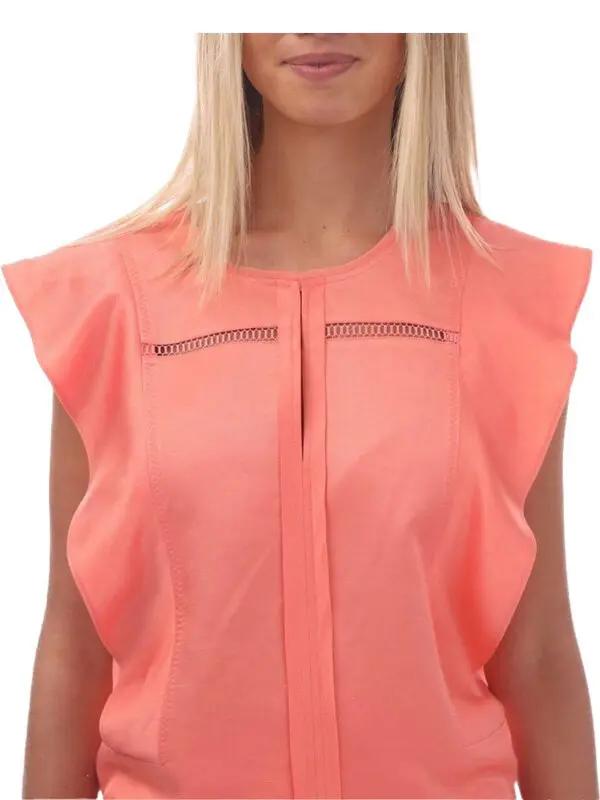 Hugo Boss Sleeveless Top With Ruffle Cap Sleeves - Pink