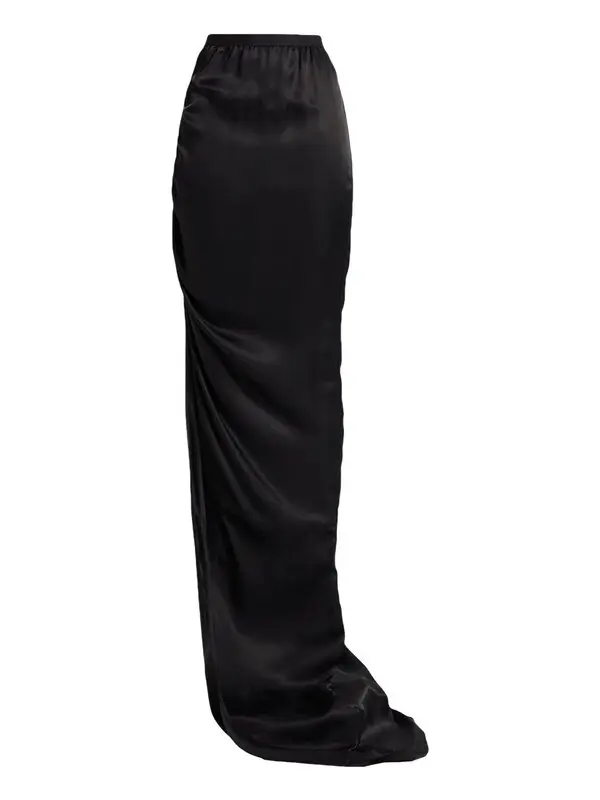 Rick Owens Satin Midi Skirt - Black