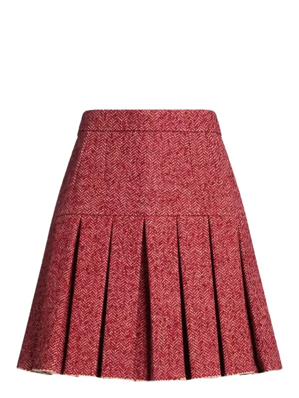 Dolce & Gabbana Herringbone Pleated Skirt - Red