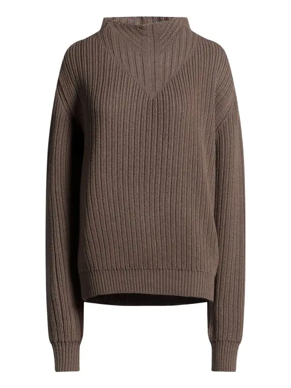 Rick Owens Solid-color Wool Knit Top With High Neck - Grey