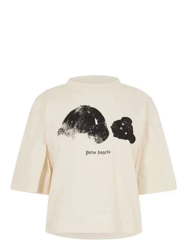 Palm Angels Graphic Print Cropped Top - White