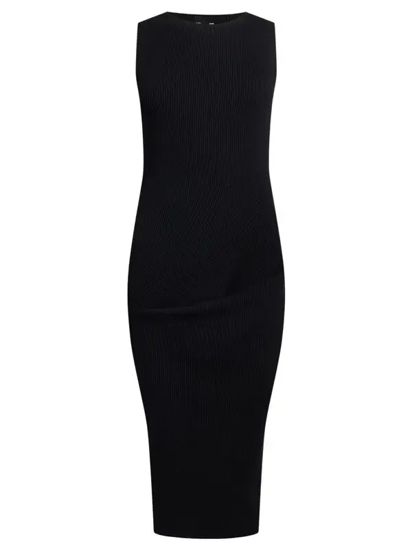 Rick Owens Sleeveless Ribbed Knit Midi Dress - Black
