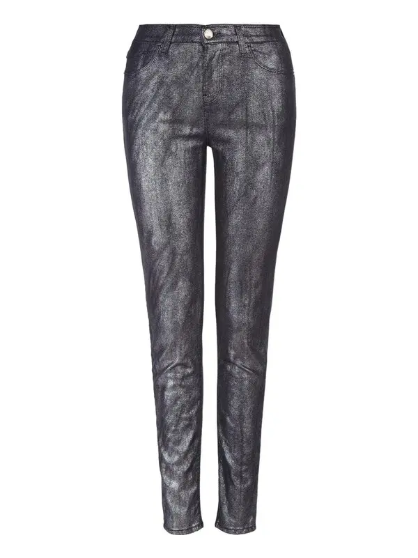 Emporio Armani Metallic Coated Skinny Trousers - Grey