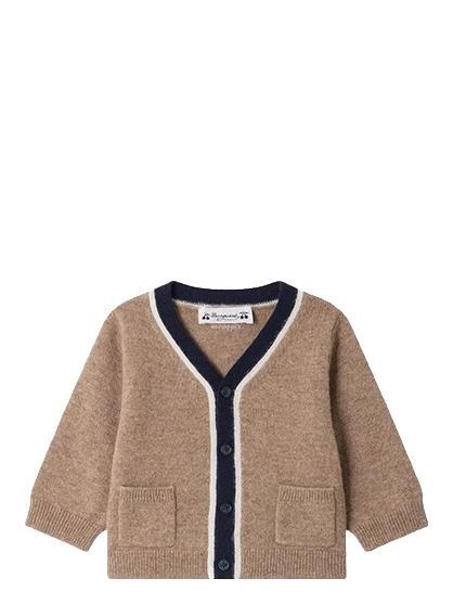 Bonpoint V-neck Cardigan With Trim - Praline