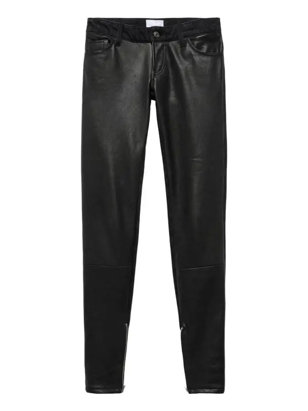 7 For All Mankind Leather-look Zip Ankle Skinny Trousers - Black