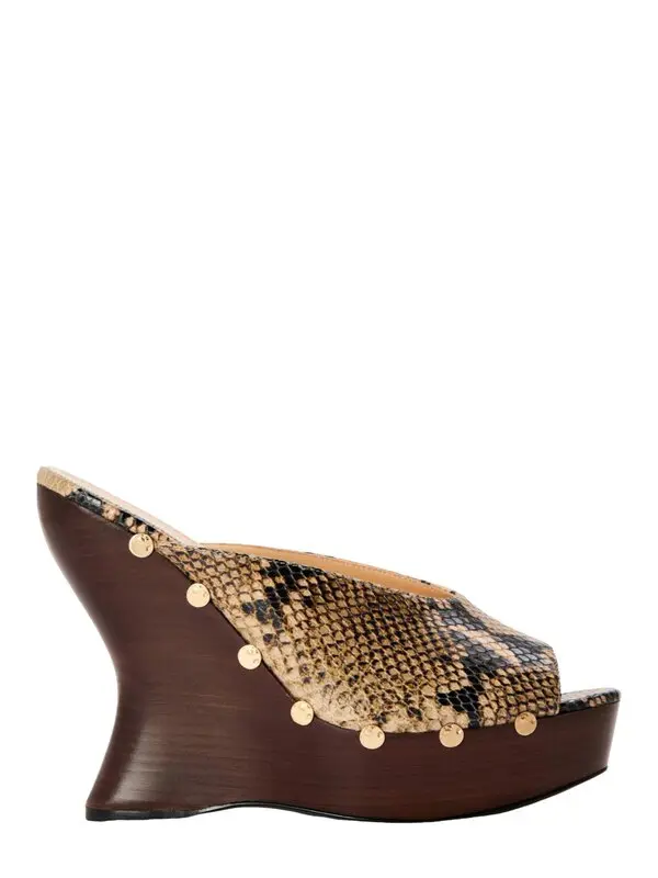 Magda Butrym Wedge Mules With Gold-toned Studs - Brown
