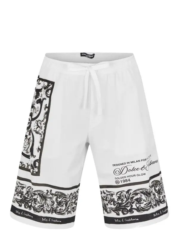 Dolce & Gabbana Vintage Floral Print Drawstring Shorts - White