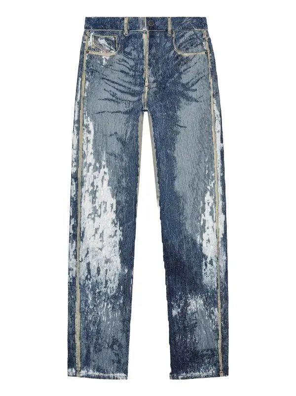 DIESEL® Vintage Printed Straight Leg Jeans - Blue