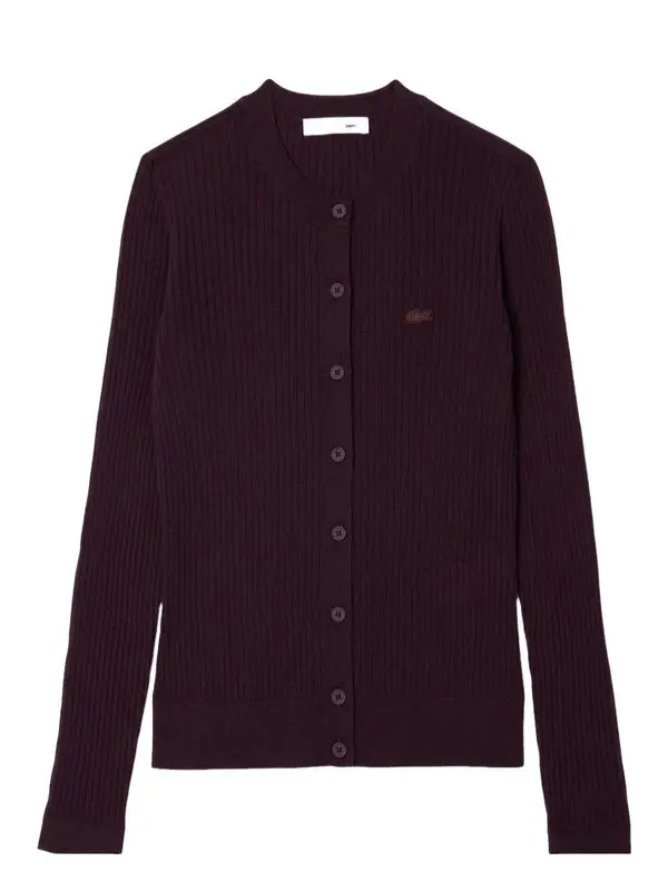 Lacoste Crewneck Knit Cardigan - Black