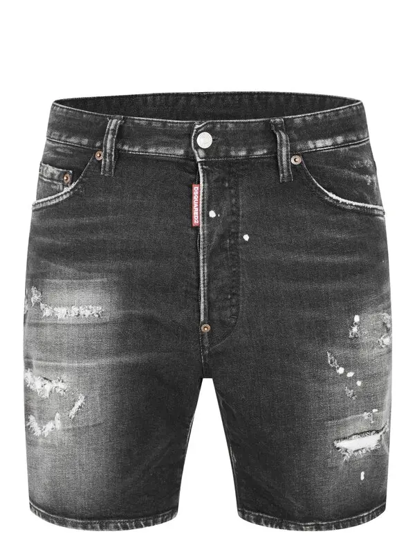 Dsquared2 Distressed Denim Shorts - Black