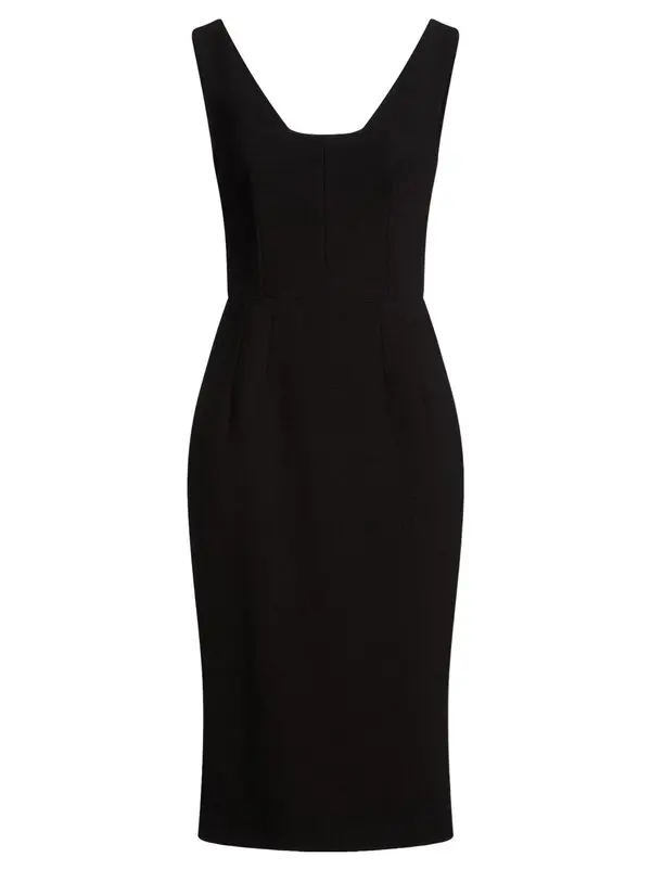 Dolce & Gabbana Bodycon Wool Dress With Square Neck - Black