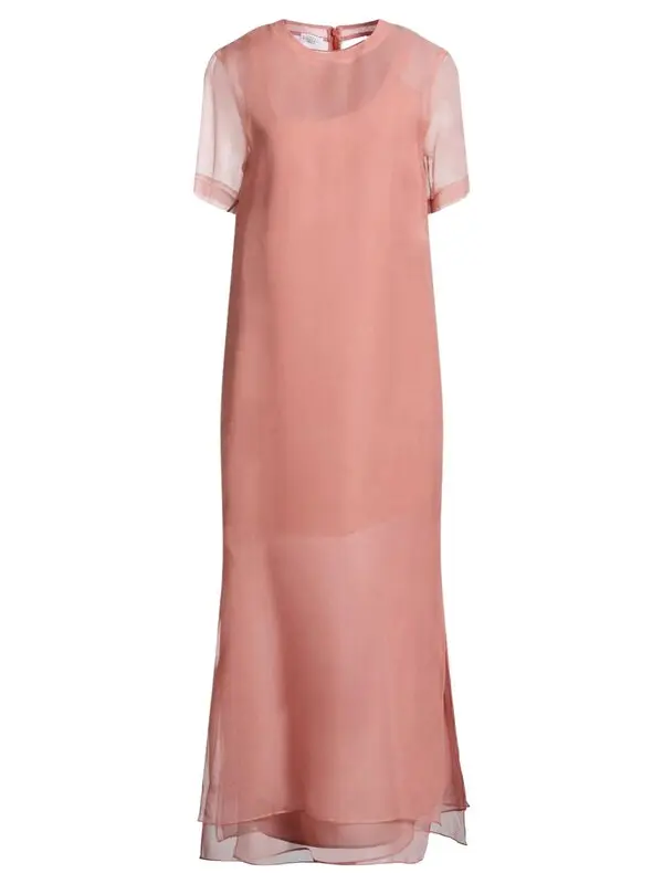Brunello Cucinelli Short Sleeve Organza Dress - Pink