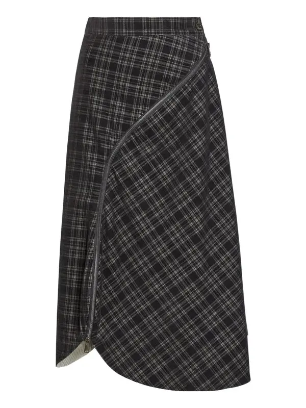 VIVIENNE WESTWOOD High-waisted Plaid Midi Skirt - Graphite