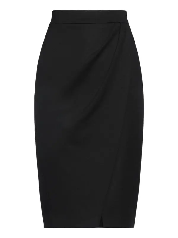 Max Mara Solid Color Elastic Waist Midi Skirt - Black