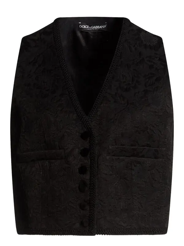 Dolce & Gabbana Solid Jacquard Vest - Black