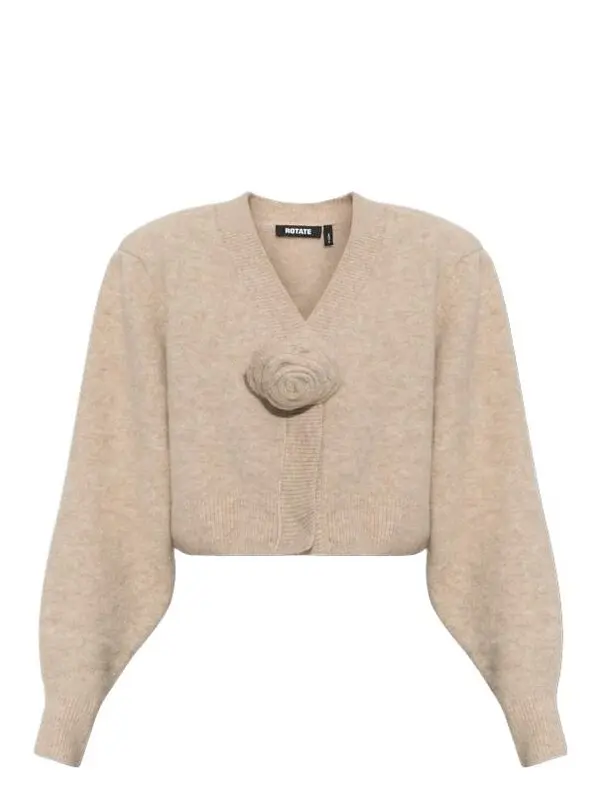ROTATE BY BIRGER CHRISTENSEN Knit Flower Cardigan - Beige