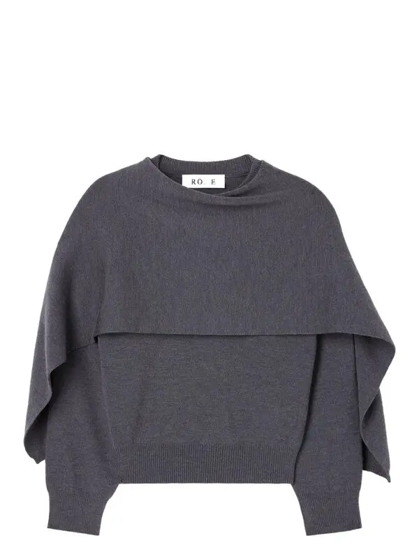 RÓHE Cape-overlay Knitted Sweater - Dark Gray