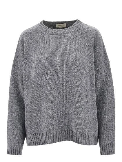 Max Mara Crew Neck Drop Shoulder Sweater - Light Gray