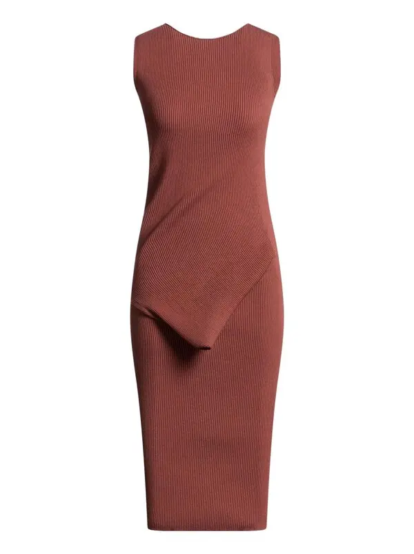 Rick Owens Sleeveless Ribbed Knit Midi Dress - Red