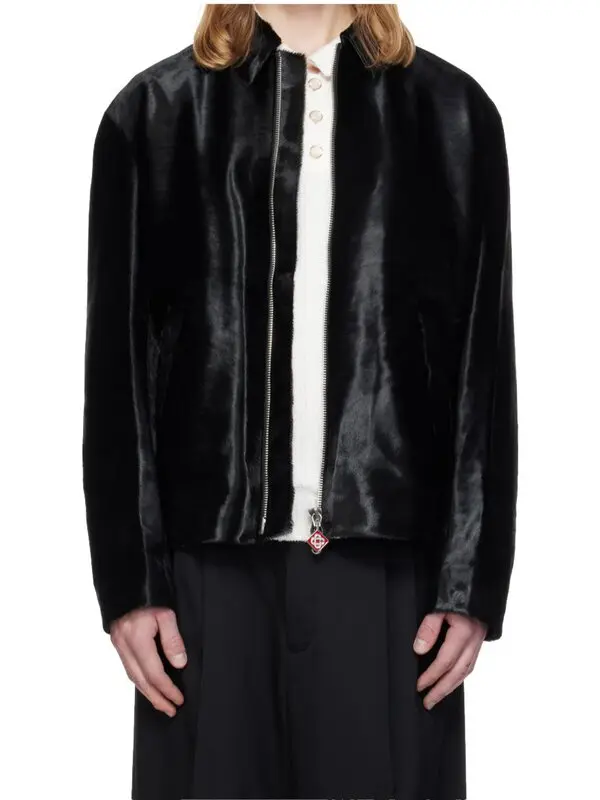 Casablanca Zip-up Fur Jacket - Black