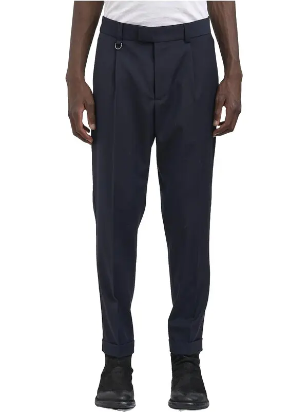 PAOLO PECORA Tailored Trousers With Belt Loops And Side Pockets - Blue