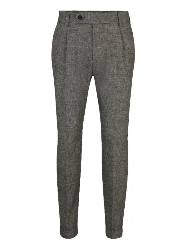 Hugo Boss Plaid Tailored Trousers - Black