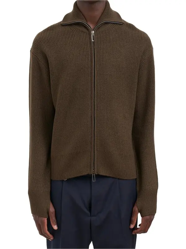 PAOLO PECORA Long-sleeve Zip-up Cardigan - Green