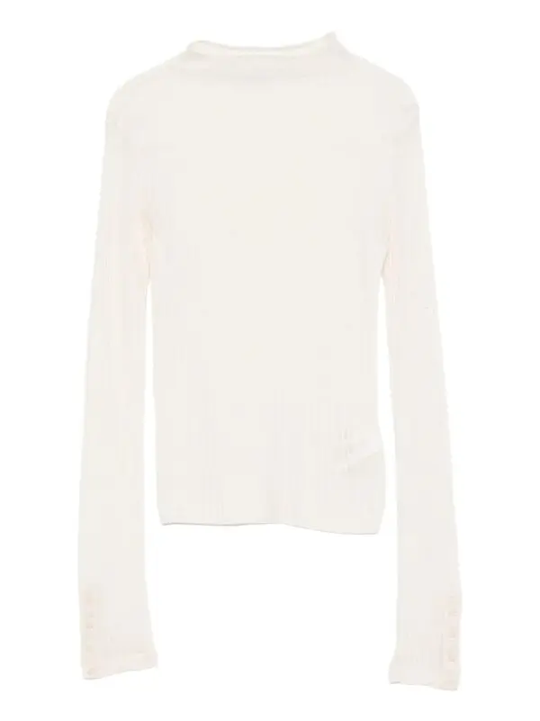 Patrizia Pepe Ribbed Funnel-neck Knit - White