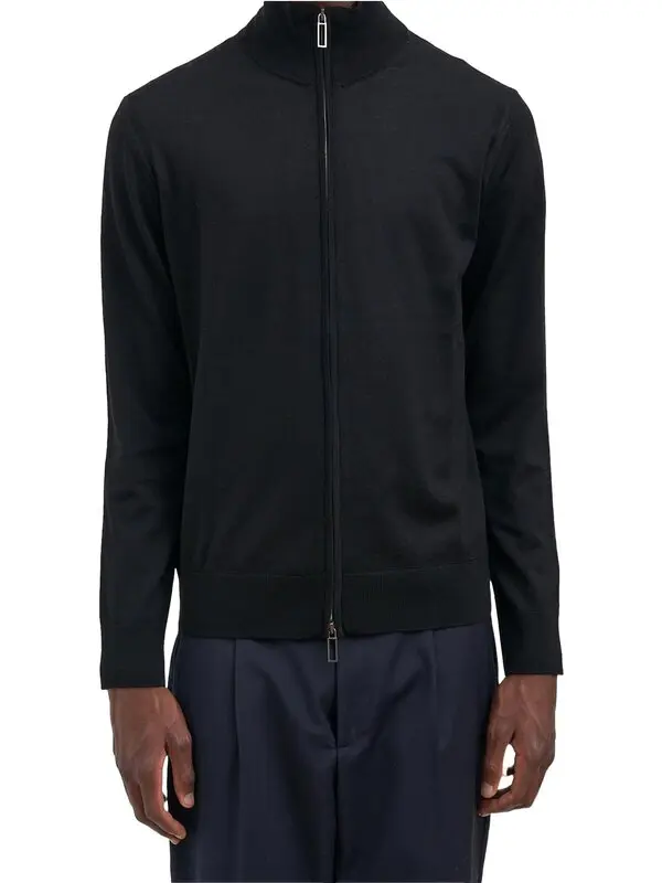 PAOLO PECORA Zip-up Long Sleeve Sweatshirt - Black