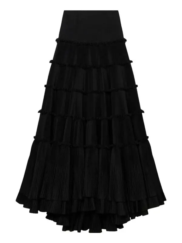Blumarine Ruffle Detail Midi Skirt - Black