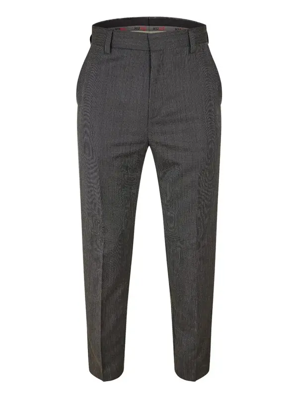 Hugo Boss Fine Plaid Tailored Trousers - Grey