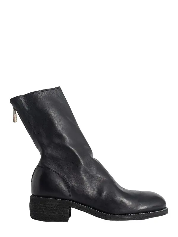 Guidi Zip-up Leather Mid Calf Boots - Black