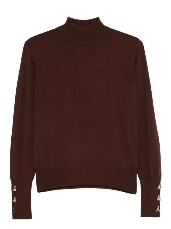 Patrizia Pepe Embellished Turtleneck Knit - Brown