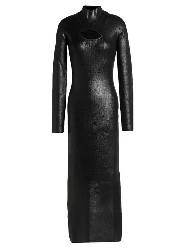 DIESEL® Long Sleeve Cut-out High Neck Maxi Dress - Black