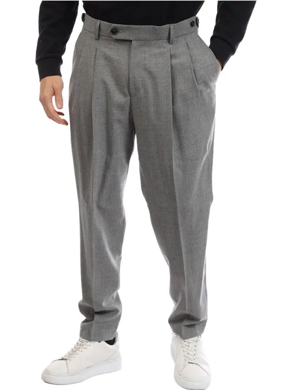 Hugo Boss Plaid Suit Trousers - Grey