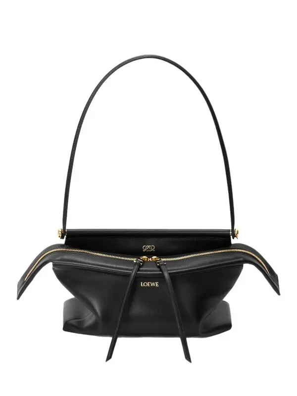 Loewe Small Whisker Bag In Glazed Calfskin - Black