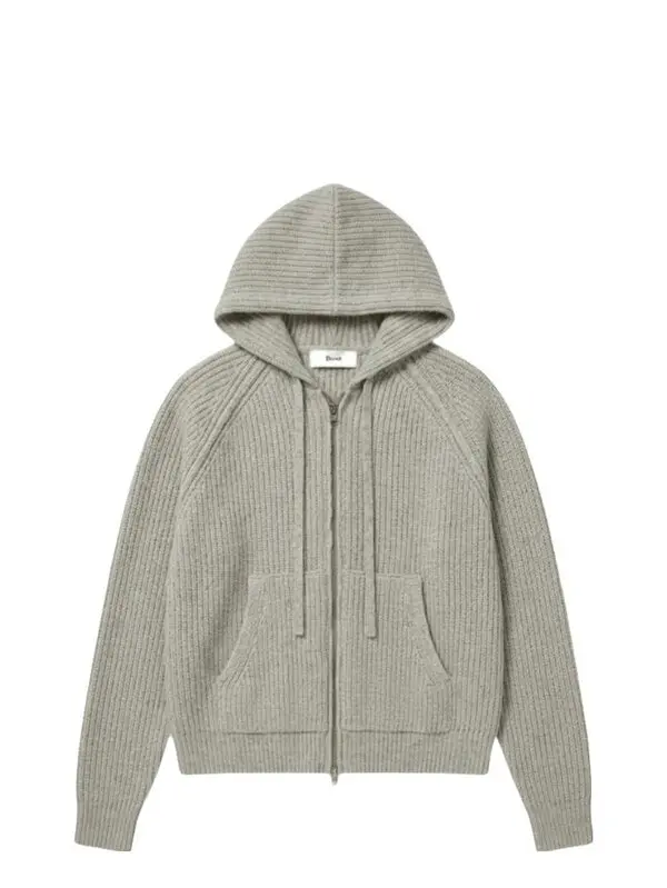 DUNST Zip-up Knit Top - Grey