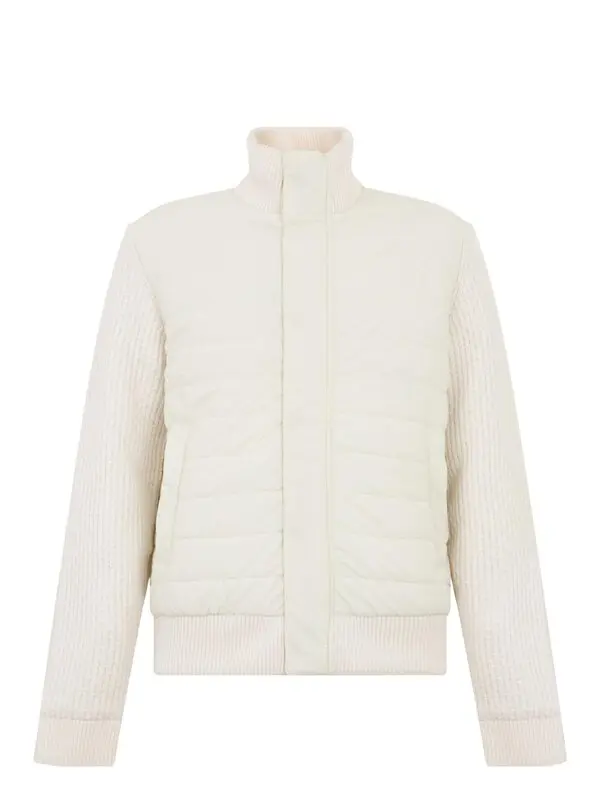Herno Knitted-panels Quilted Bomber Jacket - Cream