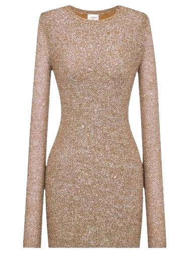 Saint Laurent Sequin Knit Mini Dress - Brown/silver