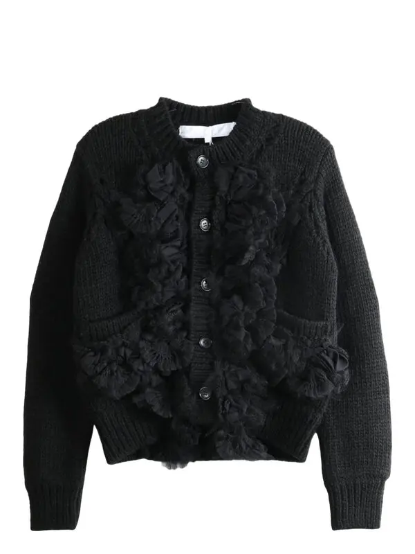 Comme Des Garçons Long-sleeved Embellished Cardigan - Black