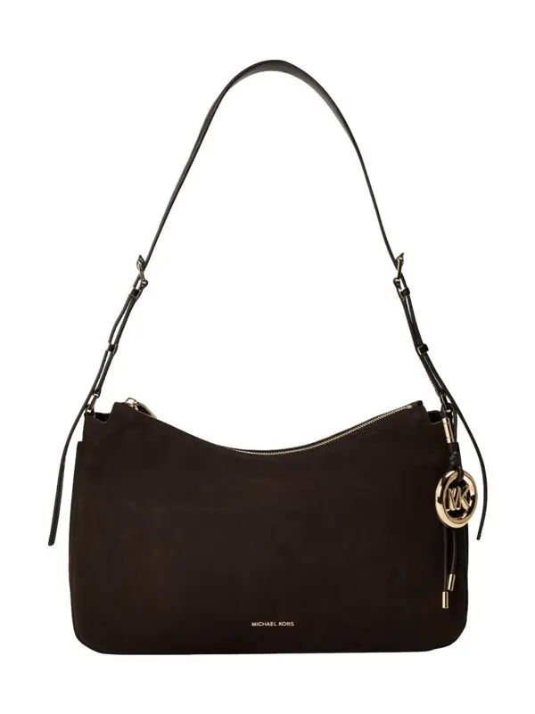 Michael Kors Handheld Shoulder Bag With Gold Tone Mk Logo - Black