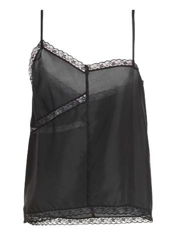 MAISON MARGIELA Satin Sling Camisole With Lace Trims - Black