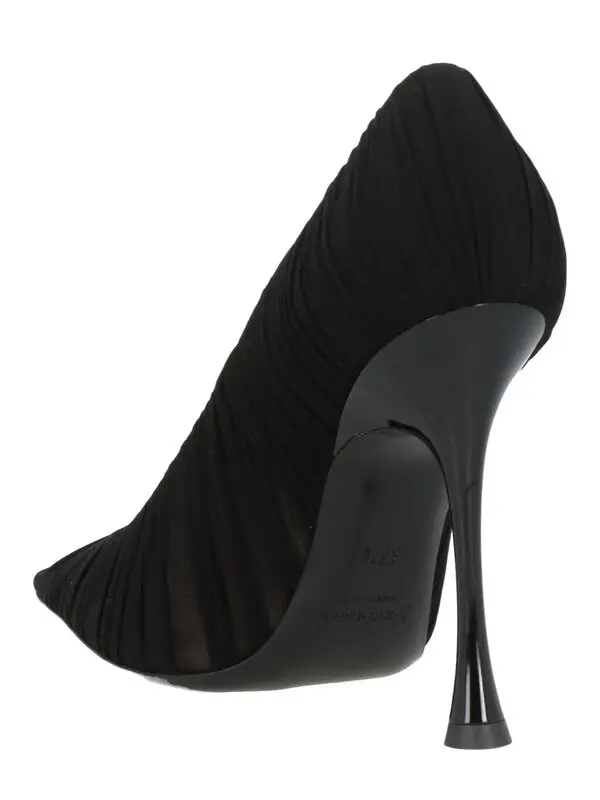Saint Laurent Gathered Pointed Toe High Heel Pumps - Black
